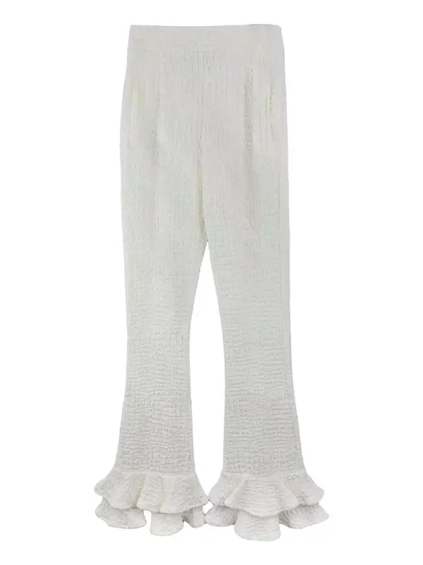 AMBUSH Ruffle-hem Trousers - White