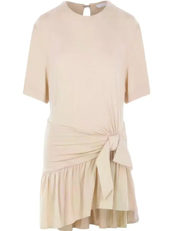 Rabanne Tie-detail Ruffle Dress - Neutrals