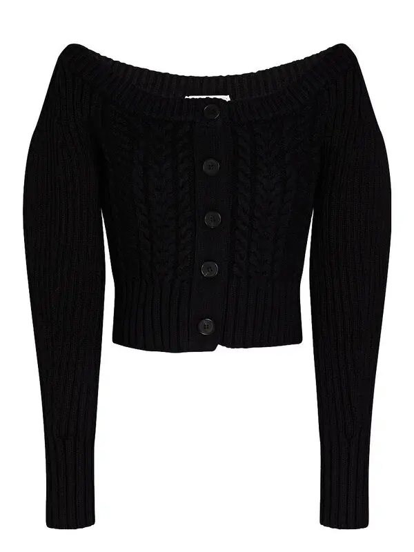 Alexander McQueen Cropped Cable-knit Cardigan - Black