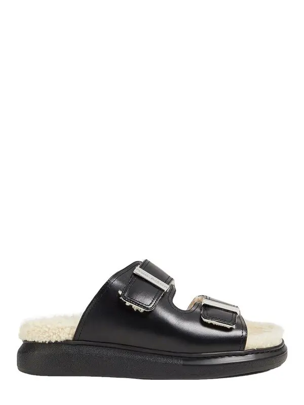 Alexander McQueen Shearling-lined Leather Platform Sandals - Black