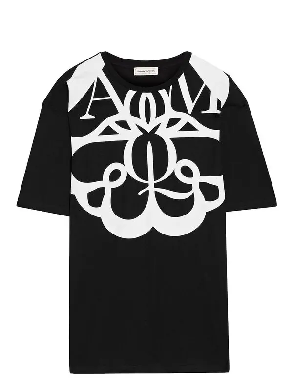 Alexander McQueen Printed Cotton-jersey T-shirt - Black