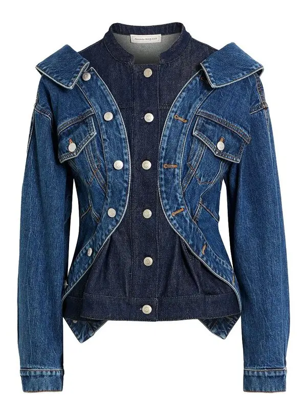 Alexander McQueen Layered Denim Jacket - Mid Denim