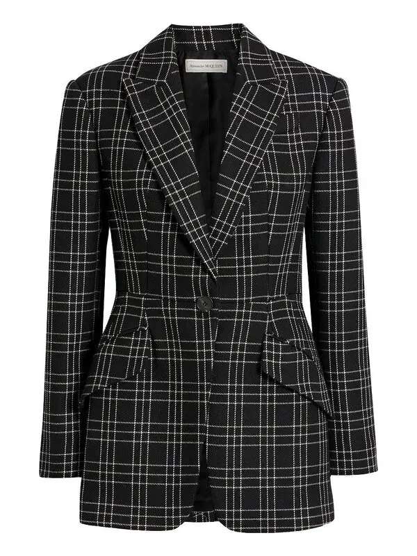Alexander McQueen Checked Wool-twill Blazer - Black