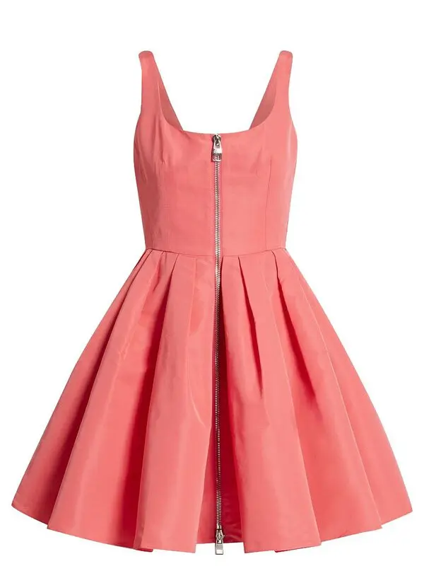 Alexander McQueen Flared Faille Mini Dress - Coral
