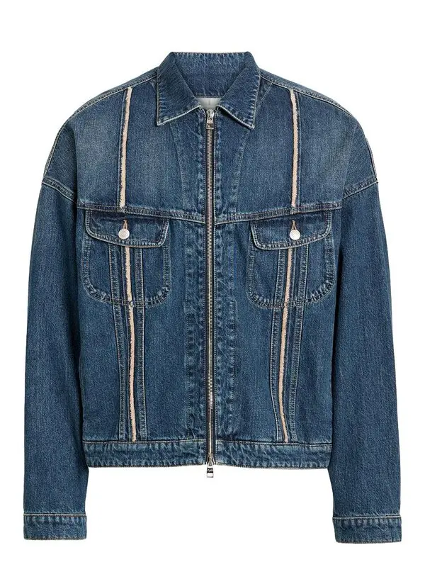 Alexander McQueen Frayed Denim Jacket - Mid Denim