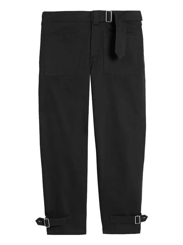 Alexander McQueen Belted Cotton-twill Pants - Black