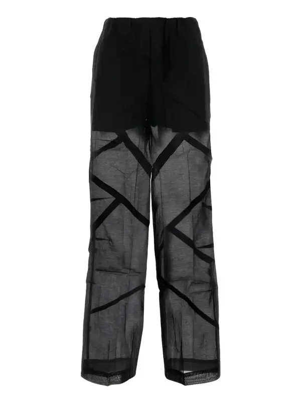 Co Name Sheer-paneled Wide-leg Trousers - Black
