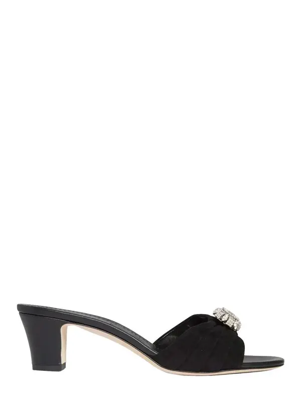 Manolo Blahnik 50mm Ansaklo Pleated Mules - Black