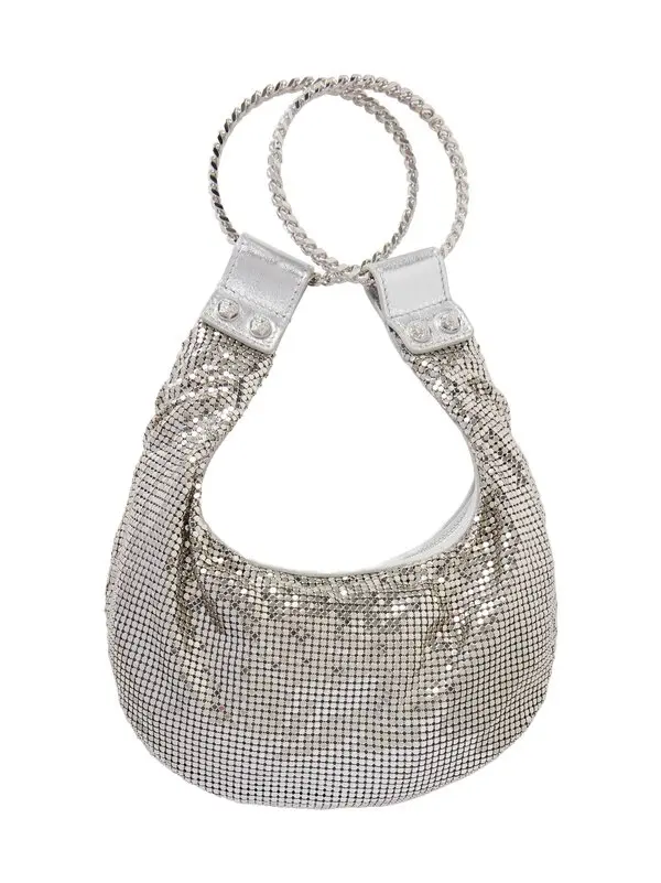 Versace Metallic Chainmail Shoulder Bag - Silver
