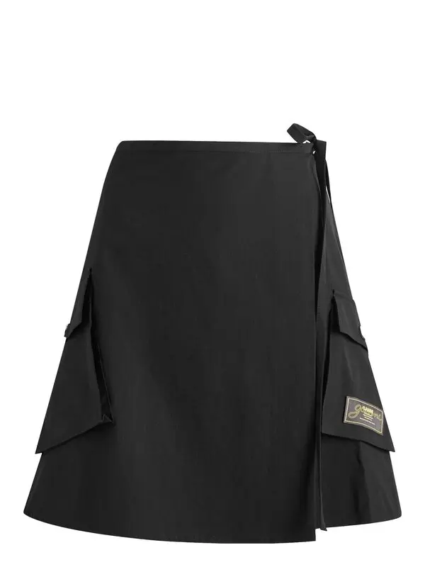 GANNI Stretch Shell Wrap Mini Skirt - Black