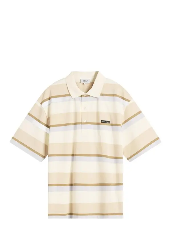Maison Kitsuné Striped Oversize Polo - Soft Mauve/cardamone