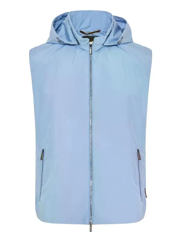 MOORER Zip-up Gilet - Blue