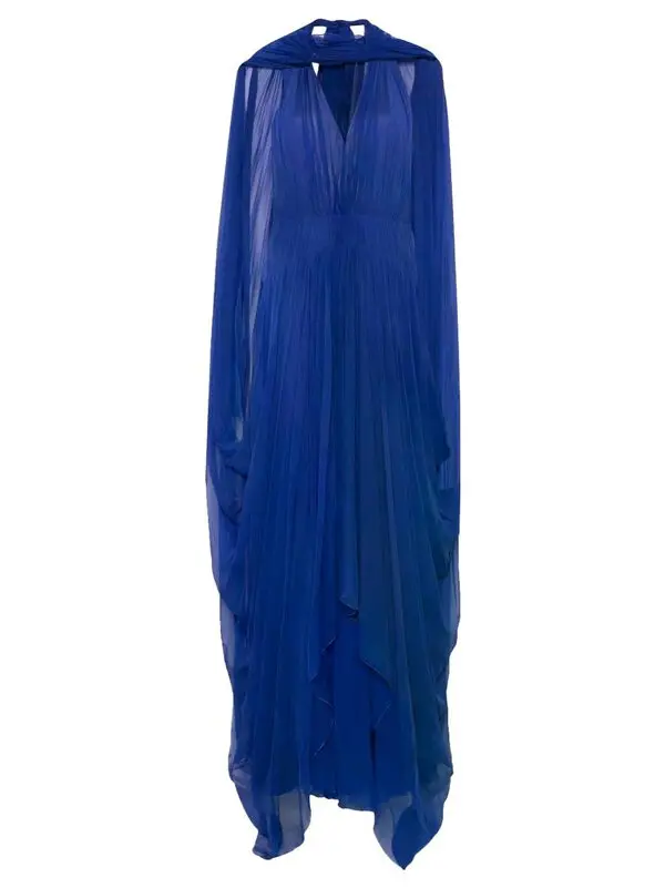 Alberta Ferretti Cape-insert Maxi Dress - Blue