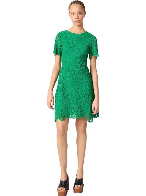 Maje Mini Crochet Dress - Green