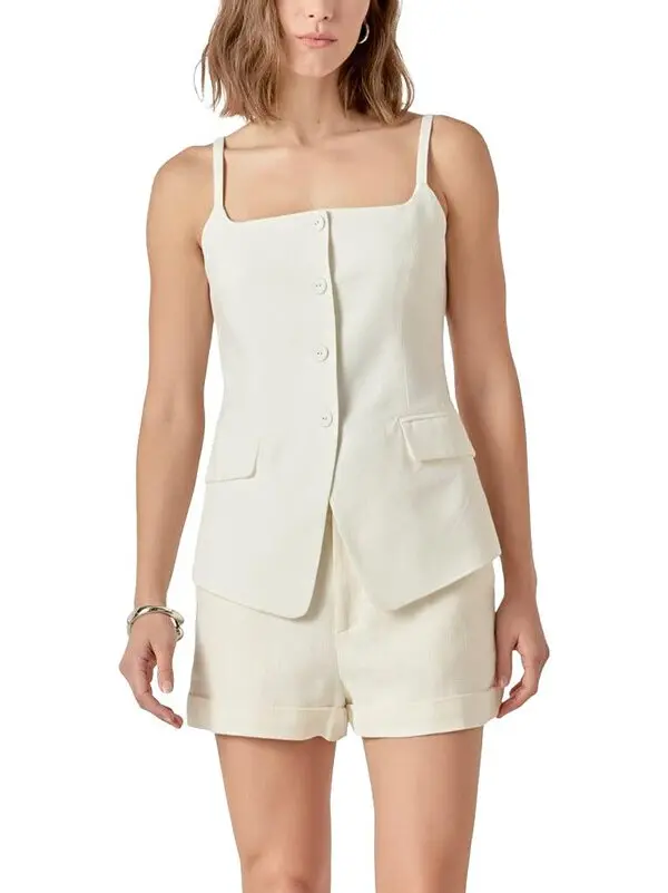 English Factory Cutaway Hem Vest - White