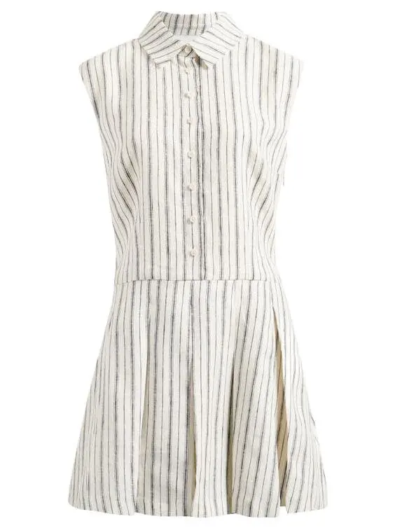 REFORMATION Arella Linen Mini Shirtdress - Elsie Stripe