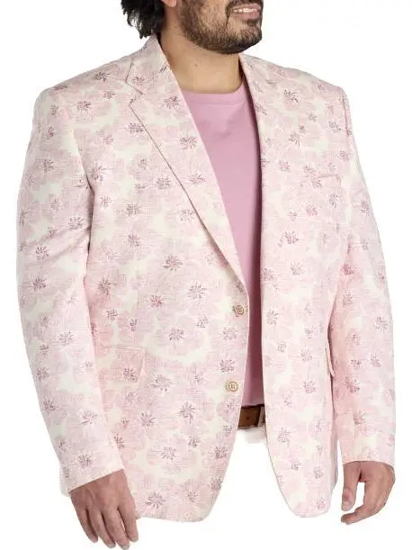 TALLIA Big & Tall Floral Sport Coat - Pink