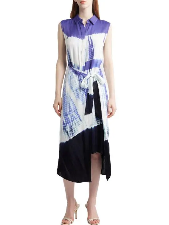 Kobi Halperin Tie Dye Sleeveless Maxi Shirt Dress - Blue