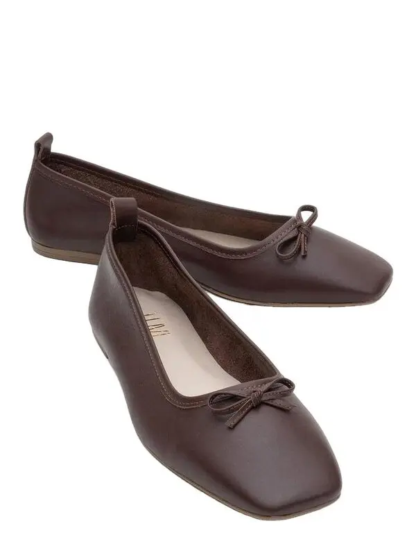 FOREVER & ALWAYS SHOES Sosa Leather Ballet Flats - Brown Leather