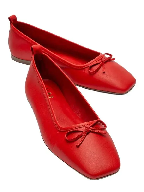 FOREVER & ALWAYS SHOES Sosa Leather Ballet Flat - Red