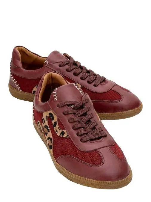 FOREVER & ALWAYS SHOES Perry Leather Sneakers - Burgundy Leather