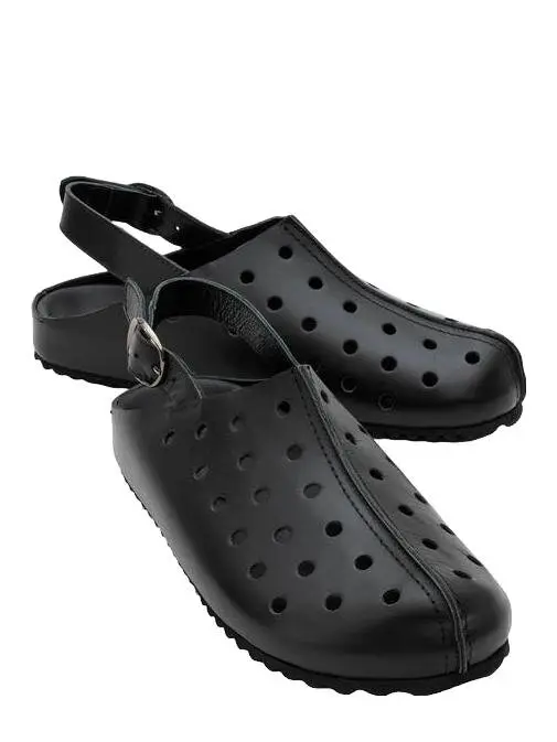 FOREVER & ALWAYS SHOES Justa Leather Clogs - Black Leather