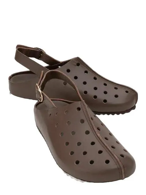 FOREVER & ALWAYS SHOES Justa Leather Clogs - Brown Leather