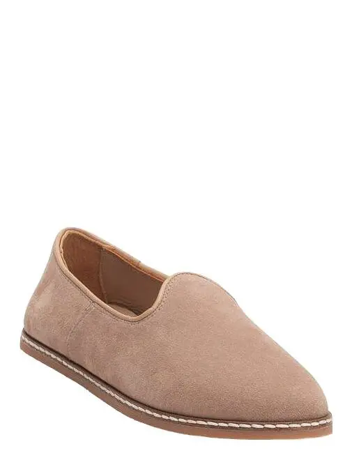 EPILOGUE SHOES Istanbul Suede Leather Slip-on Flats - Beige Suede Leather