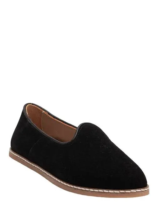 EPILOGUE SHOES Istanbul Suede Leather Slip-on Flats - Black Suede Leather