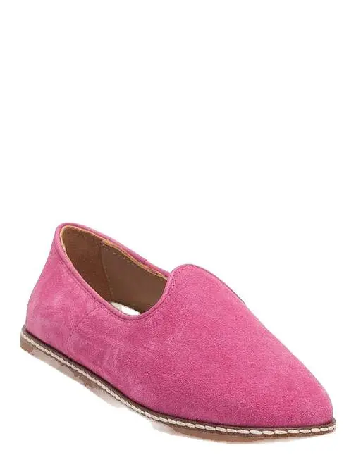 EPILOGUE SHOES Istanbul Suede Leather Slip-on Flats - Fuchsia Pink Suede Leather