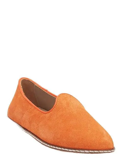 EPILOGUE SHOES Istanbul Suede Leather Slip-on Flats - Orange Suede Leather