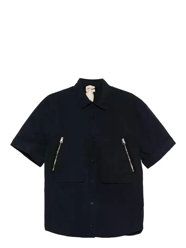 TEN C Zipped-pockets Shirt - Blue