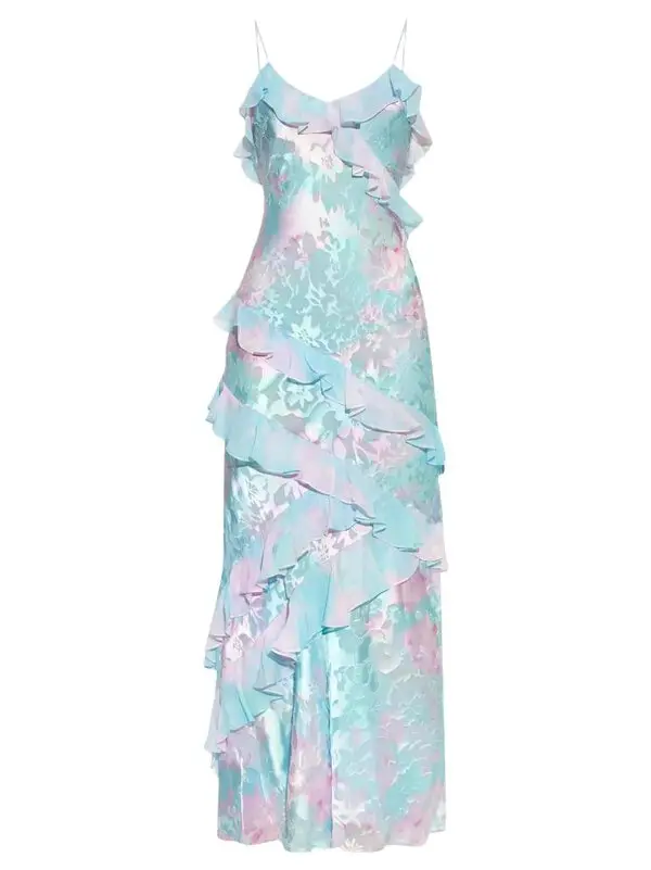 LoveShackFancy Ruffled Maxi Dress - Blue