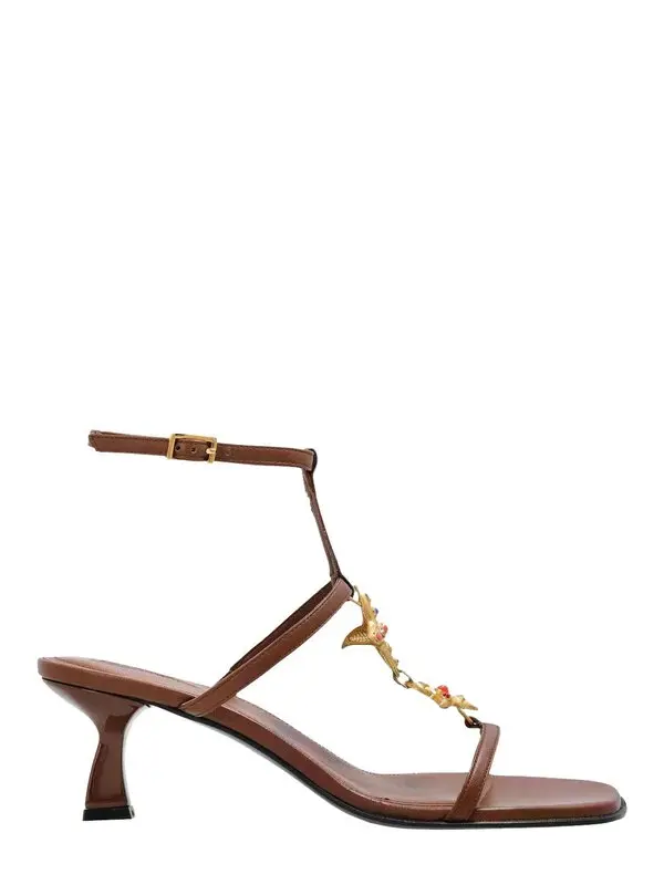 NODALETO Leather Sandals - Brown