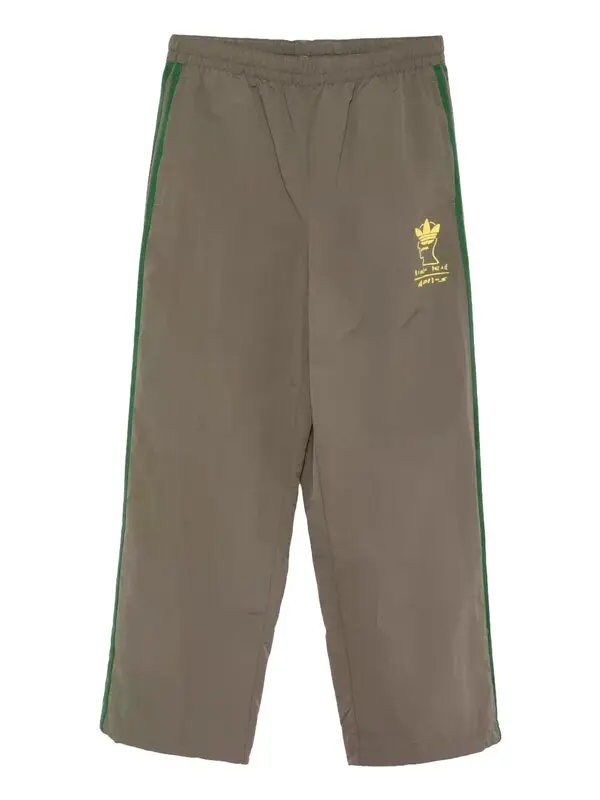 Adidas X Brain Dead Flocked-logo Trousers - Green