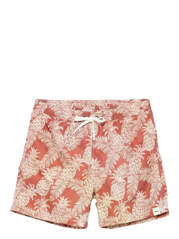 Altea Ananas-print Swim Shorts - Brown