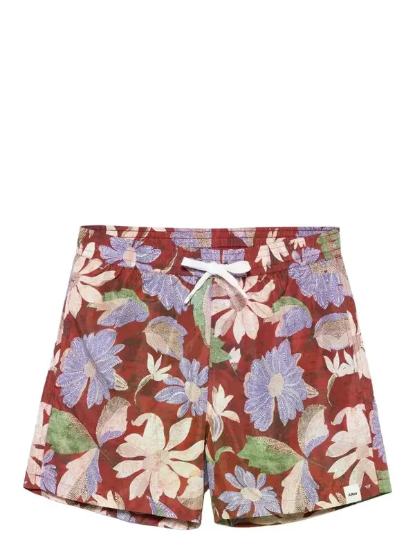 Altea Fiori-print Swim Short - Brown