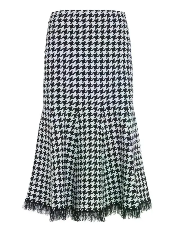 Alexander McQueen Houndstooth Midi Skirt - Black