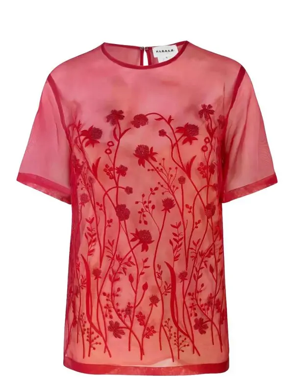 P.a.r.o.s.h Floral-embroidered Top - Red