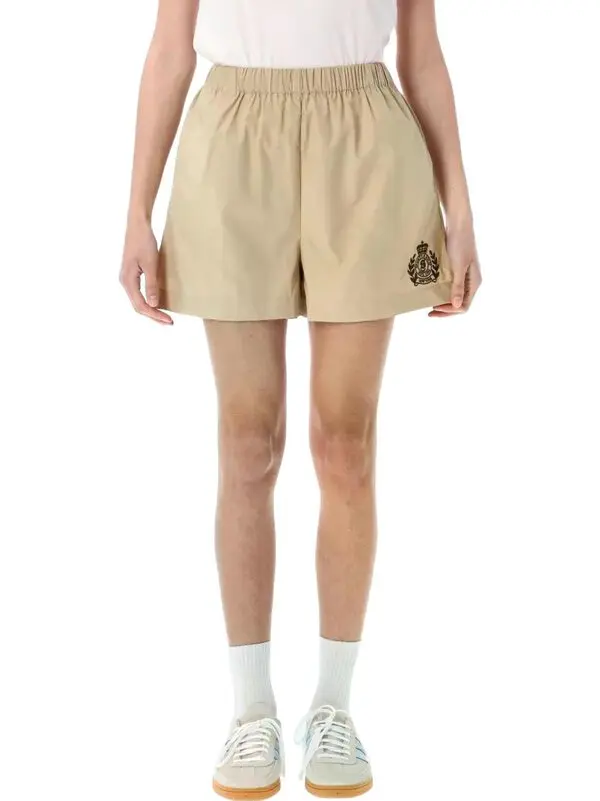 SPORTY & RICH Logo-embroidered Shorts - Neutrals
