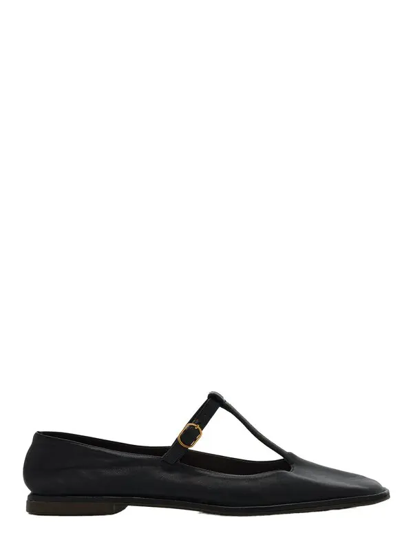 THE ROW T-strap Mary Jane Flats - Black