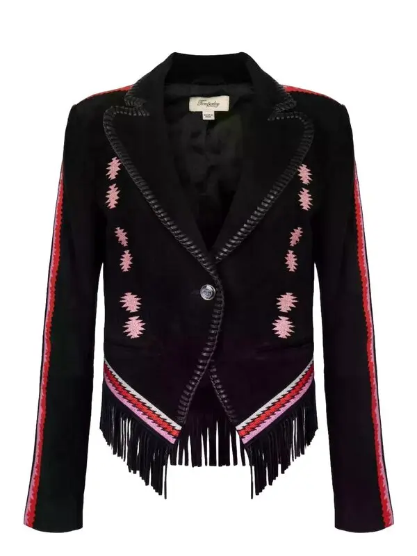 TEMPERLEY LONDON Zola Embroidered Suede Blazer - Black