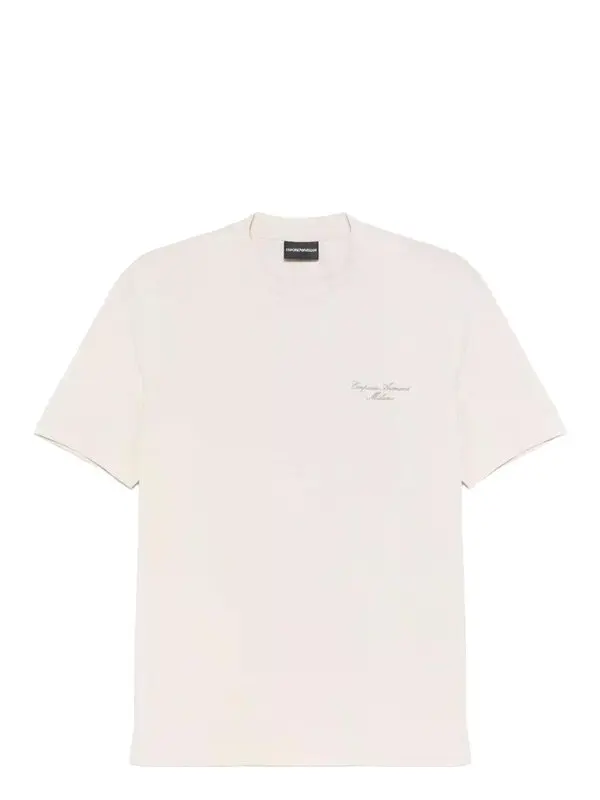 Emporio Armani Logo-embroidered T-shirt - Neutrals