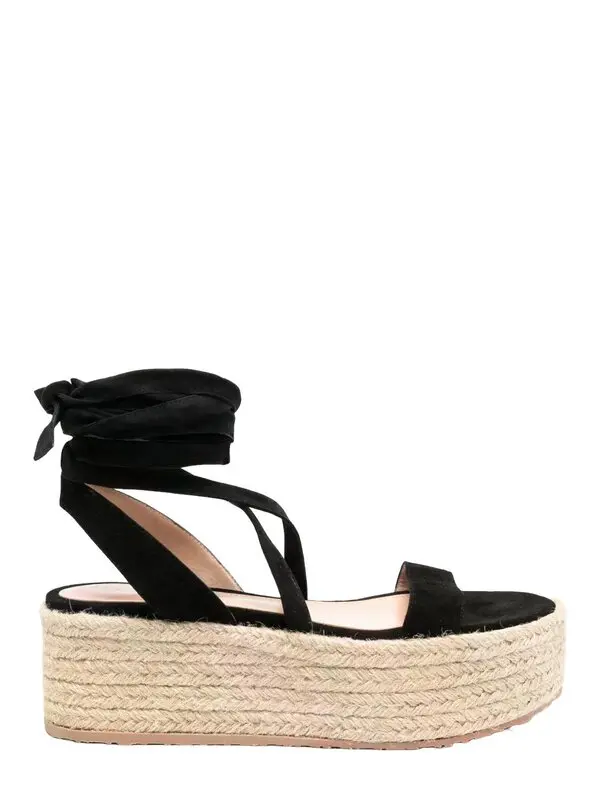 GIANVITO ROSSI 60mm Suede Espadrilles - Black