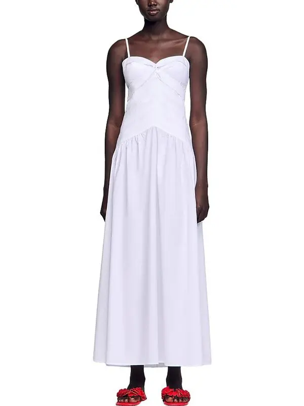 Sandro Draped Bustier Maxi Dress - White