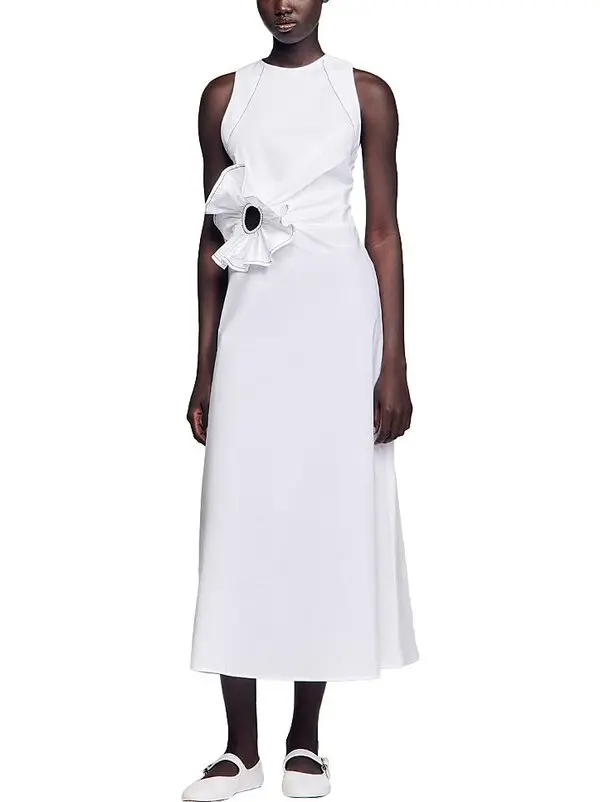 Sandro Ruffled Maxi Dress - White