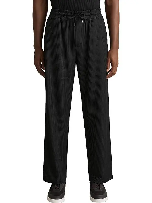 REISS Rowden Tapered Textured Trousers - Black