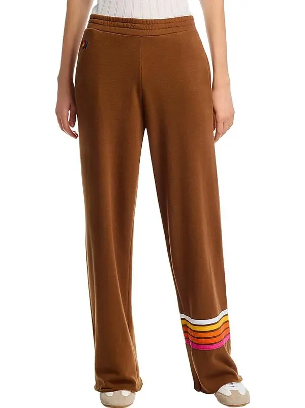 Aviator Nation Wide Leg Sweatpants - Cinnamon/white/pink