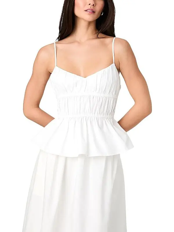 French Connection Poplin Strappy Peplum Top - Summer White