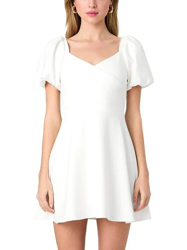 French Connection Whisper Puffed Sleeve Mini Dress - Summer White